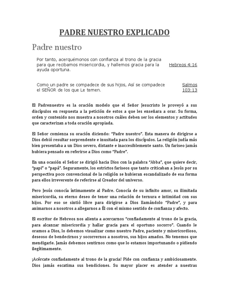 Padre Nuestro Explicado | PDF