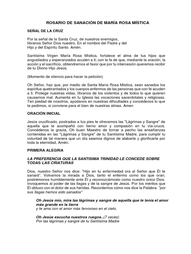 Rosario de Sanación de María Rosa Mística | PDF | Intercesión | María ...
