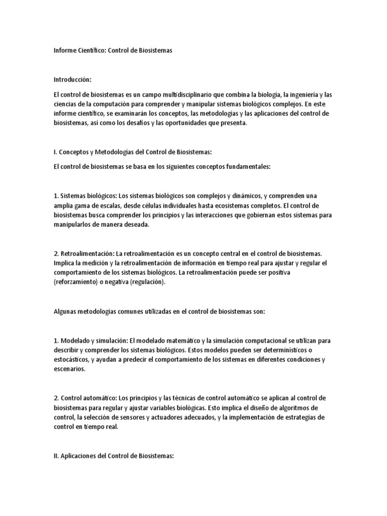 Informe Control de Biosistemas | PDF