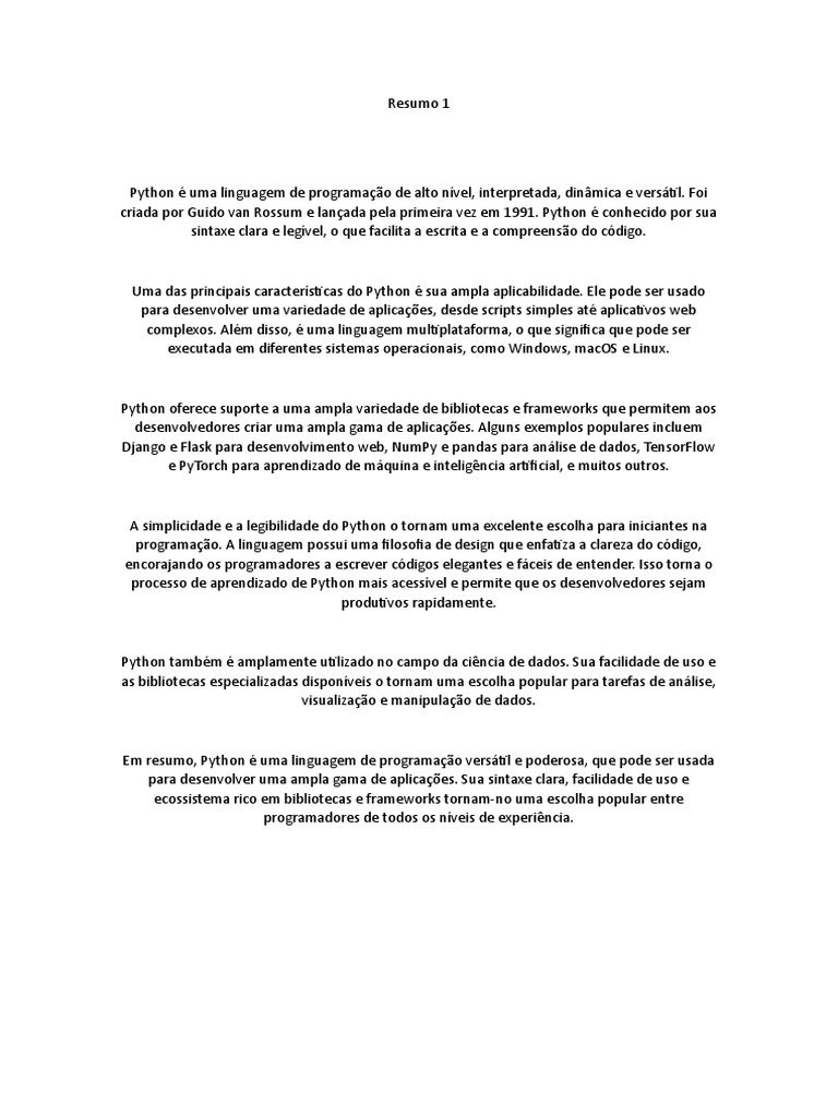 Resumo Python | PDF Resumo Python | PDF