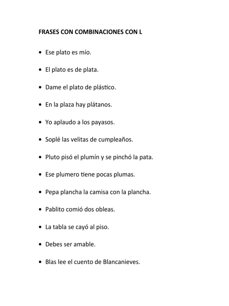 Frases Combinaciones Con L | PDF