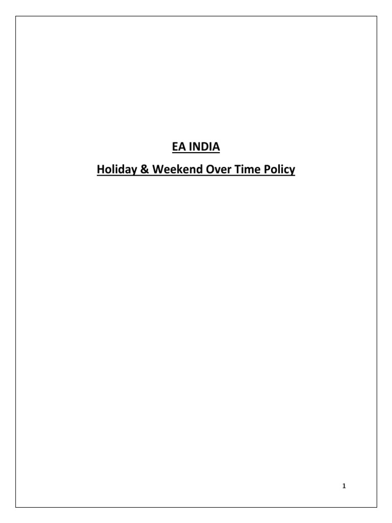 Overtime Policy - Weekend Holiday | PDF | Overtime | Business Ethics