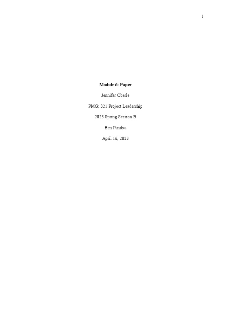 PMG 321 Module 6 Paper | PDF