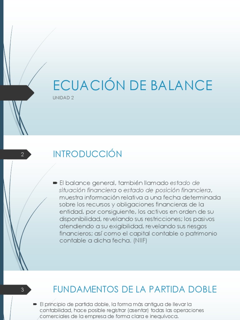 Unidad II - Ecuacion de Balance | PDF | Contabilidad | Hoja de balance