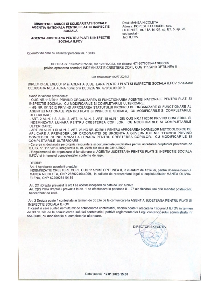 Ministerul Muncii Si Solidaritatii Sociale | PDF