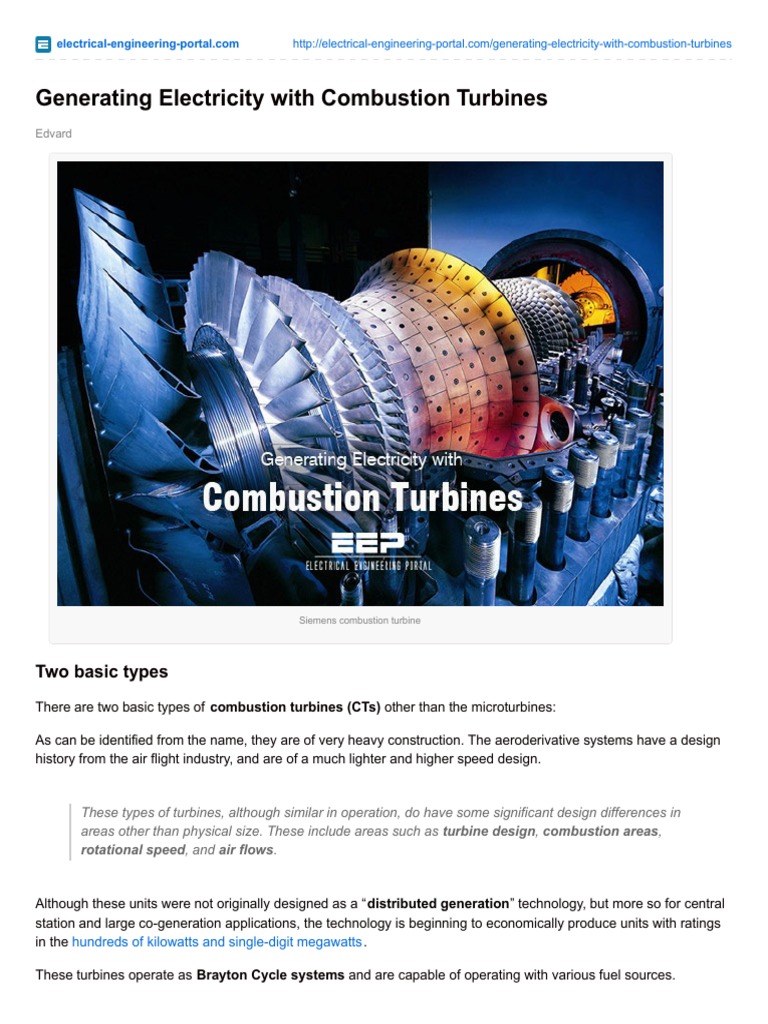 Generating Electricity With Combustion Turbines | PDF | Gas Turbine ...