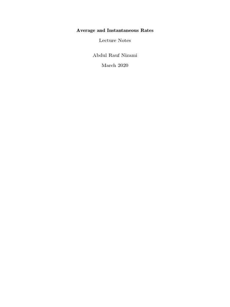 Average and Instantaneous Rates | PDF | Derivative | Mathematical Analysis