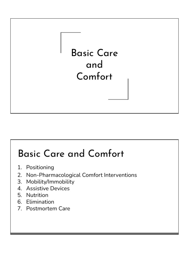 Basic Care and Comfort | PDF | Body Mass Index | Human Nutrition