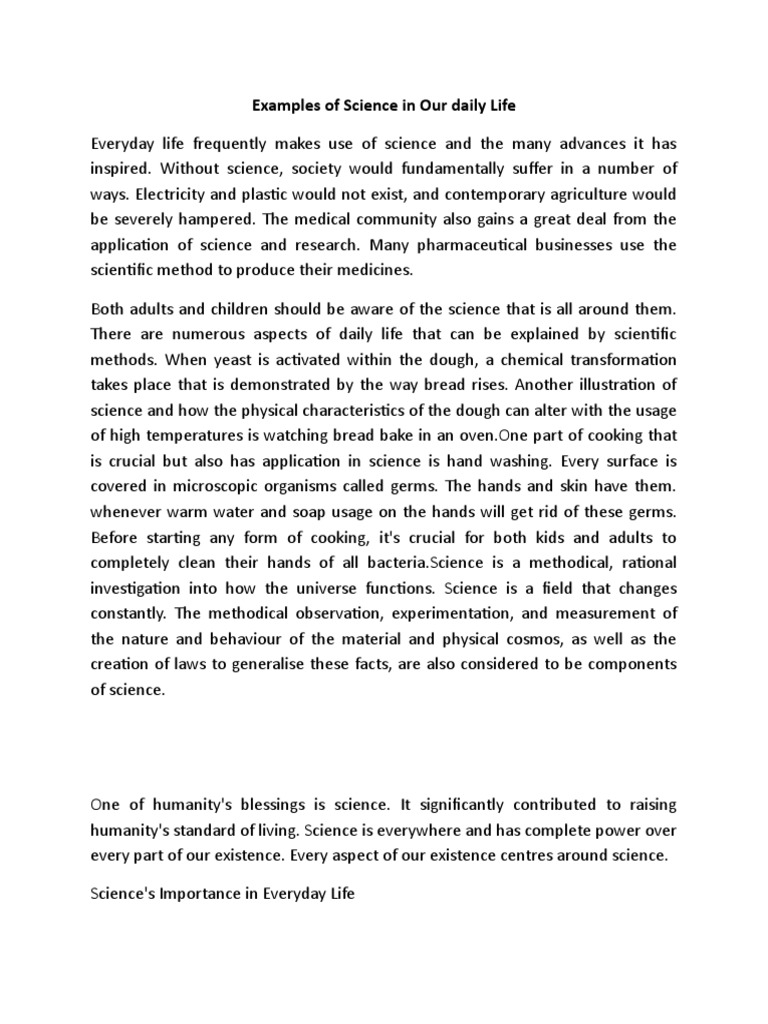 Examples of Science in Our Daily Life | PDF | Science