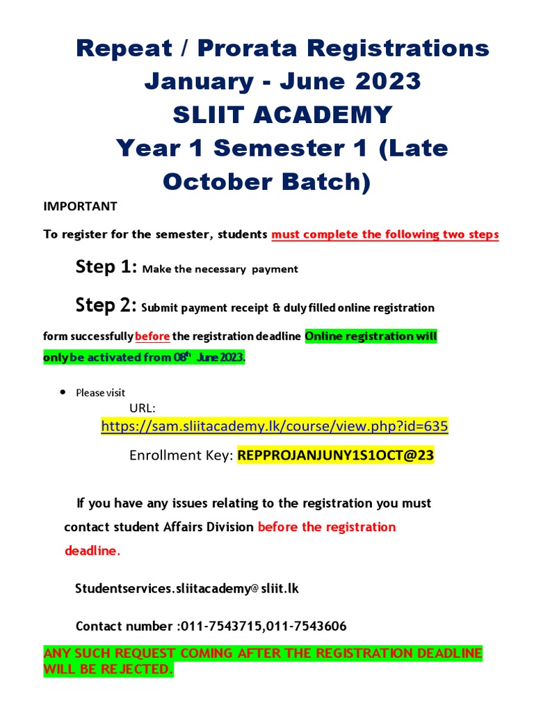 NOTICE - Repeat Prorata Registration For 2023 January - June-Y1S1 ...