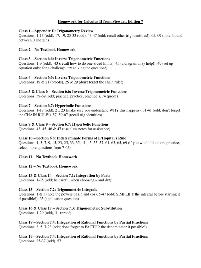 Calculus II Homework Assignments | PDF | Integral | Derivative