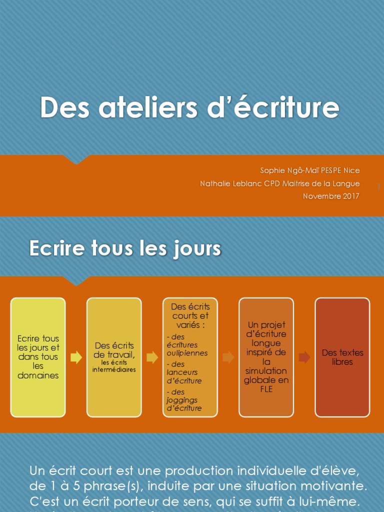 Des Ateliers Décriture | PDF | Linguistique