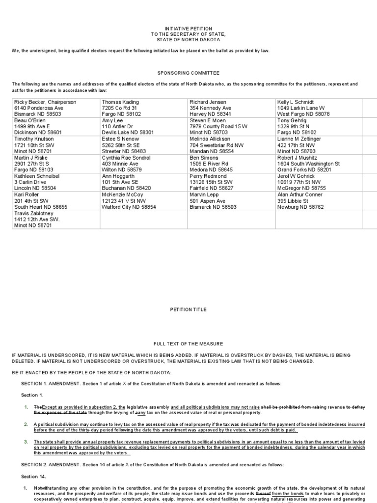 North Dakota Tax Amendment Proposal | PDF | Debt | Mortgage Loan