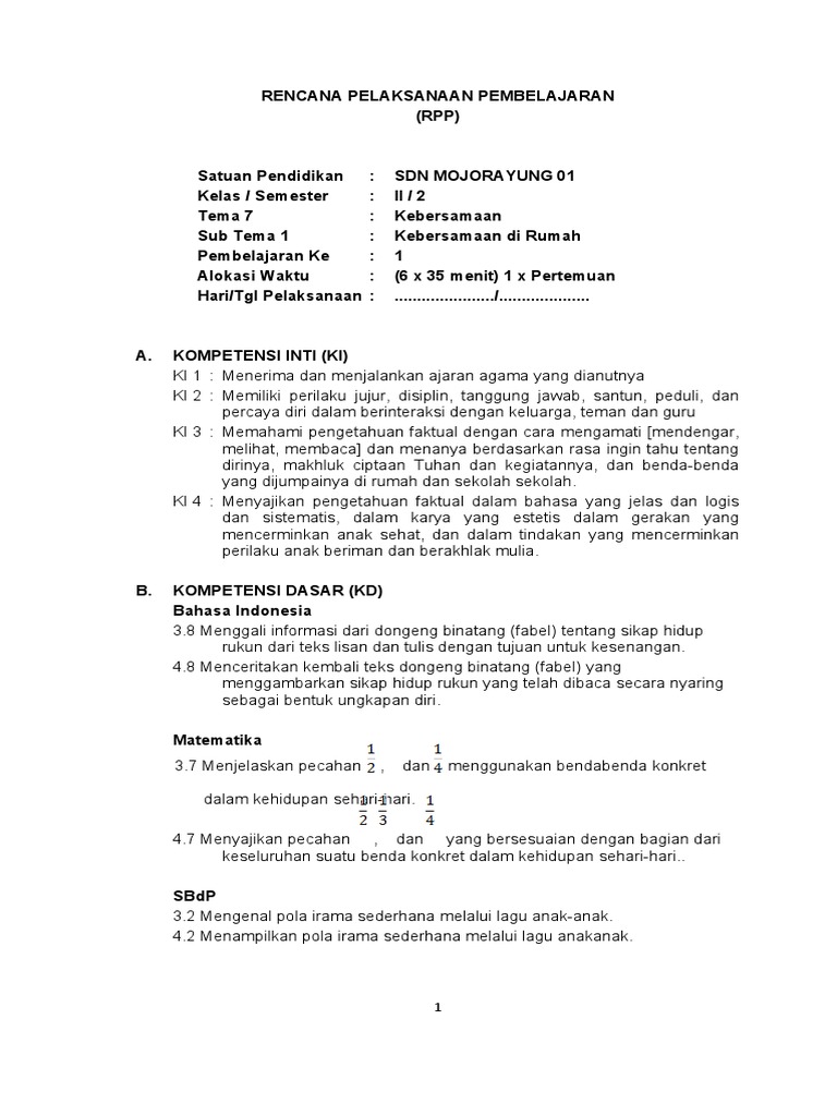 RPP SD Kelas 2 Semester 2 - Merawat Hewan Dan Tumbuhan | PDF