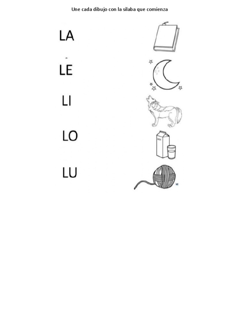 Une Cada Dibujo Con La Silaba Que Comienza | PDF