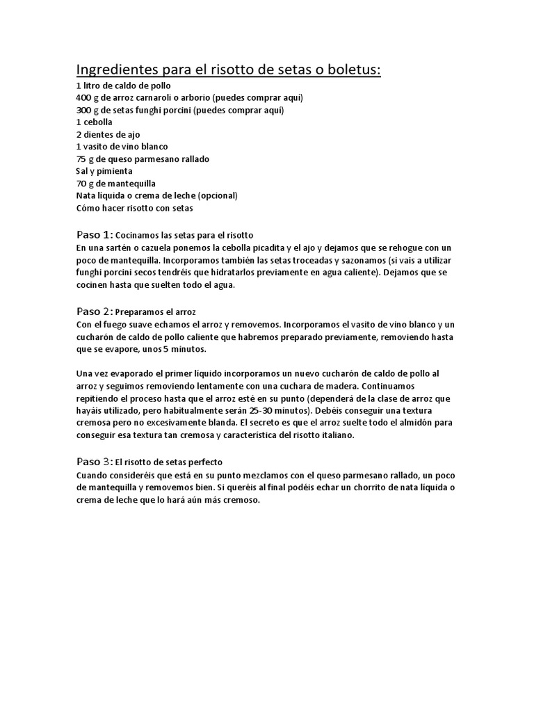 Risotto de Setas | PDF