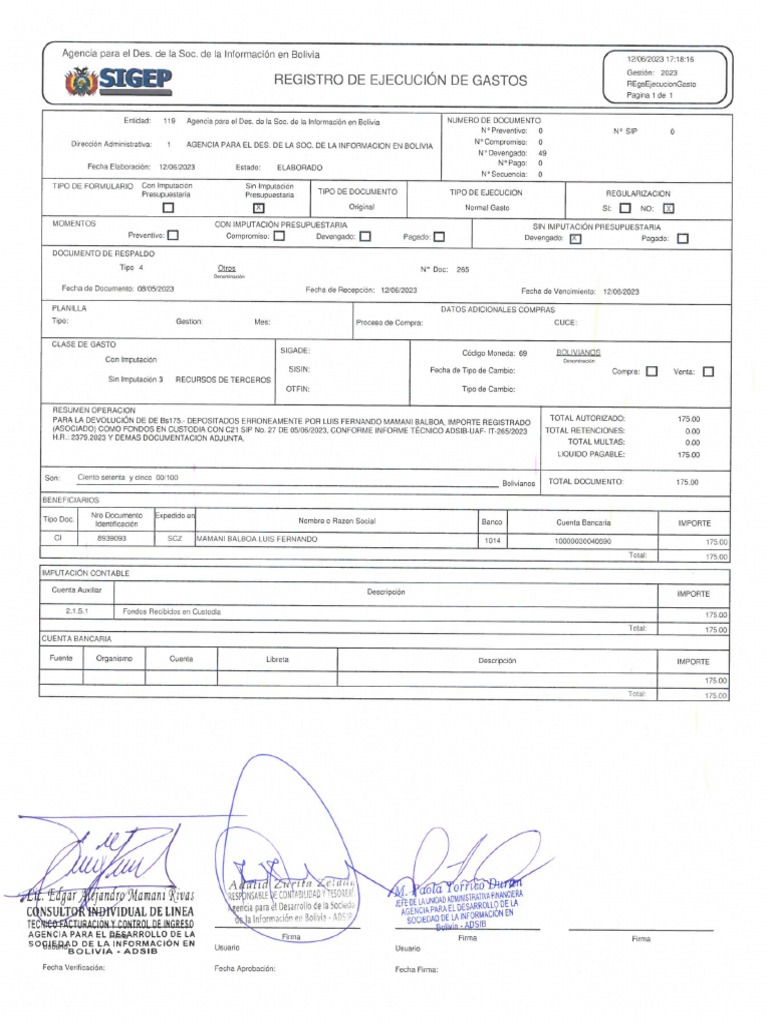 Documentos de Respaldo - Luis Fernando Mamani Balboa | PDF