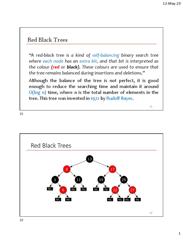 Lecture 17 Red-Black Trees | PDF | Algorithms And Data Structures | Computer Data