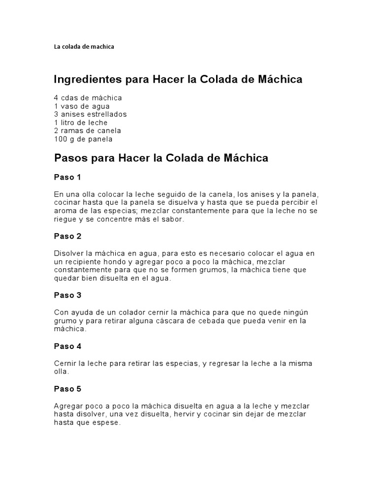 La Colada de Machica | PDF