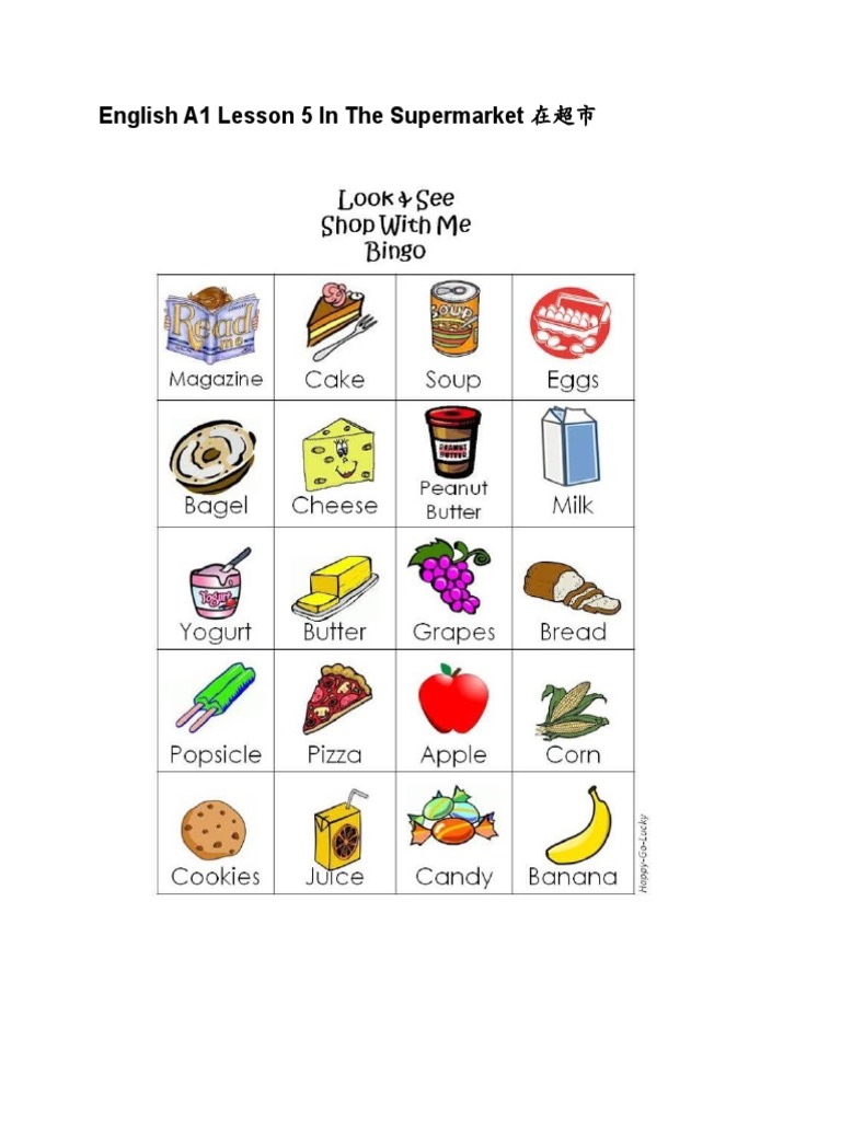 English A1 Lesson 5 Shopping in The Supermarket | PDF