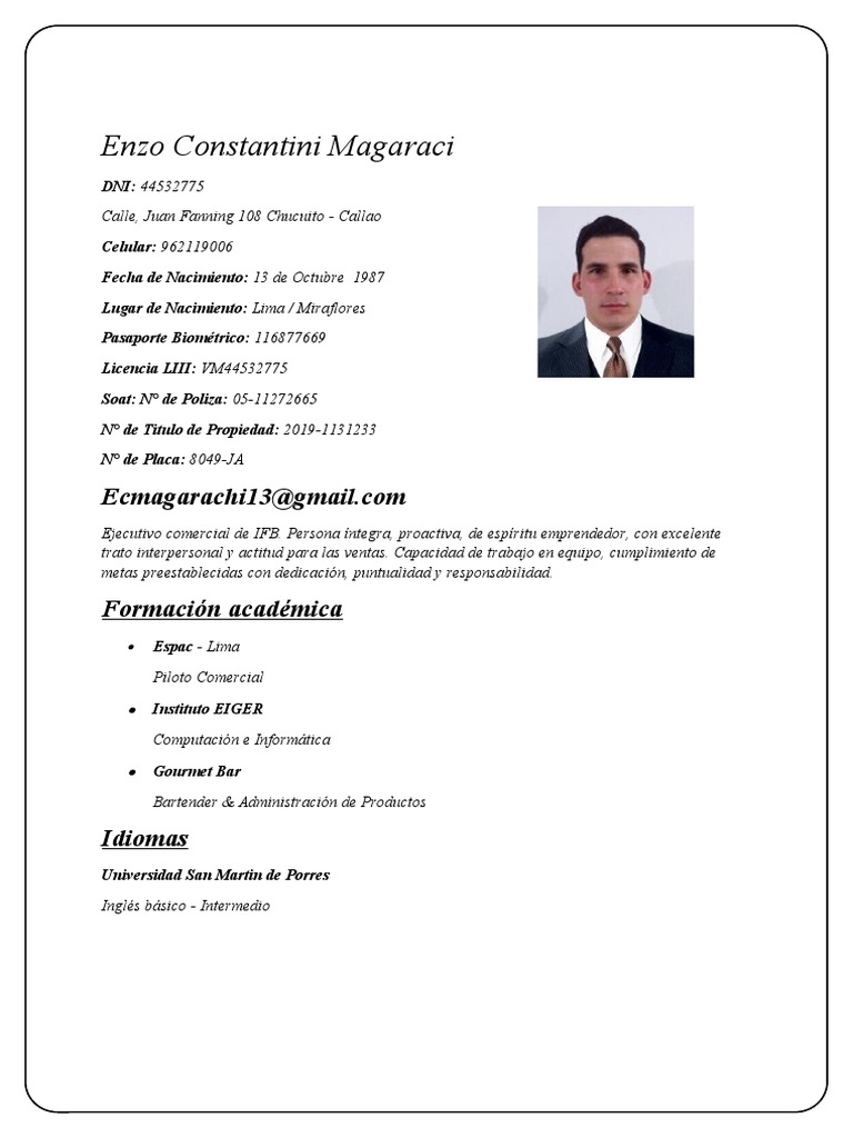 CV de Enzo Constantini Magaraci | PDF