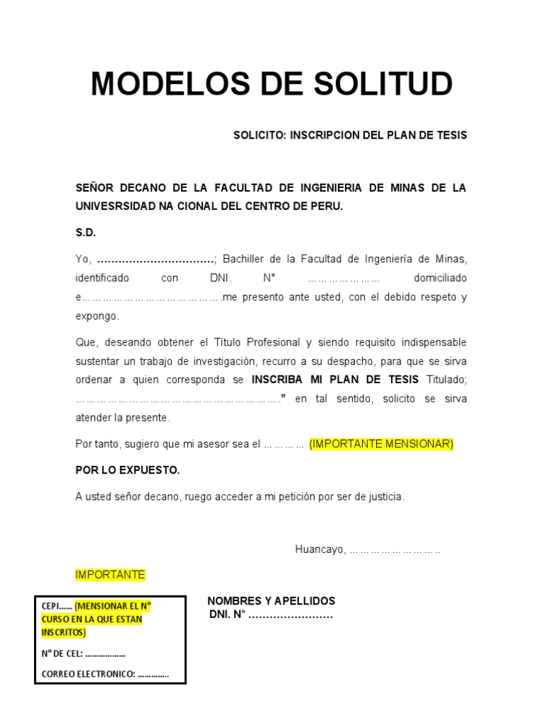 MODELOS DE SOLICITUD TRAMITE TITULO | PDF