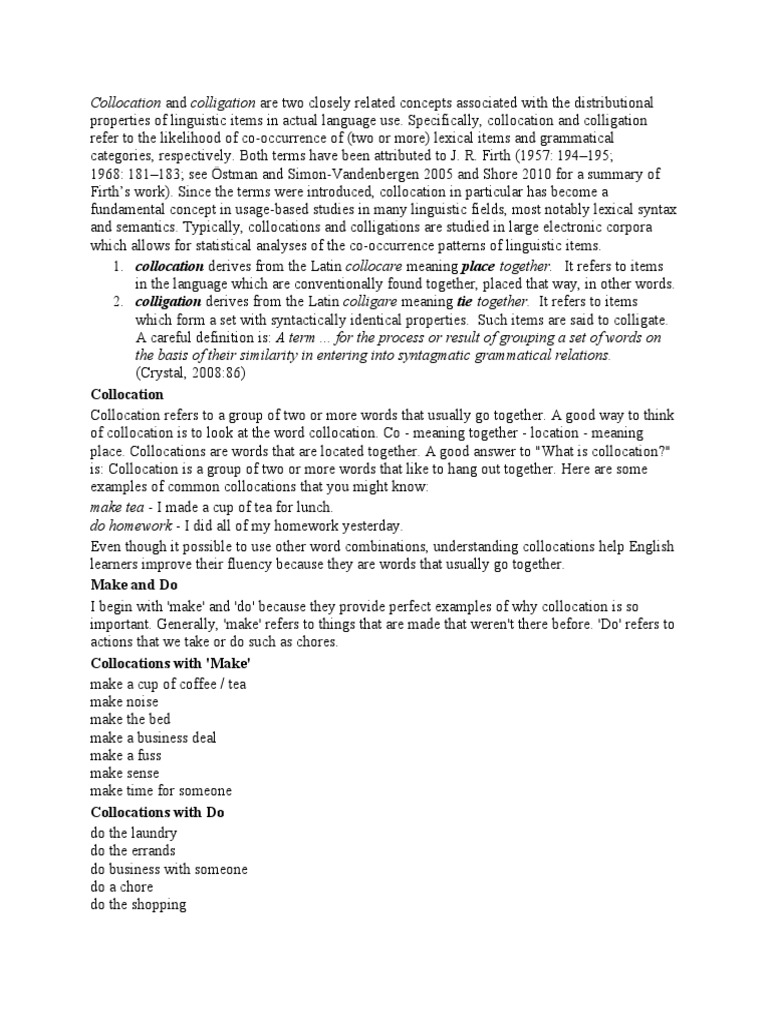 Collocation and Colligation | PDF | Word | English Language