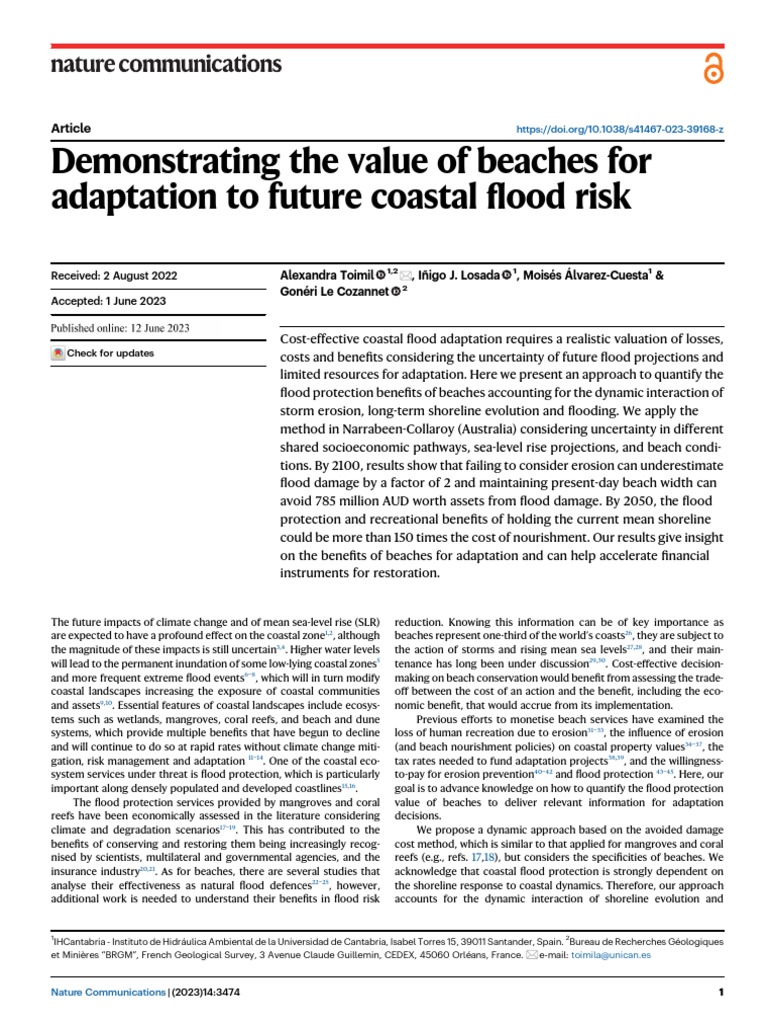 Demonstrating The Value of Beaches For Adaptation To Future Coastal Ood ...