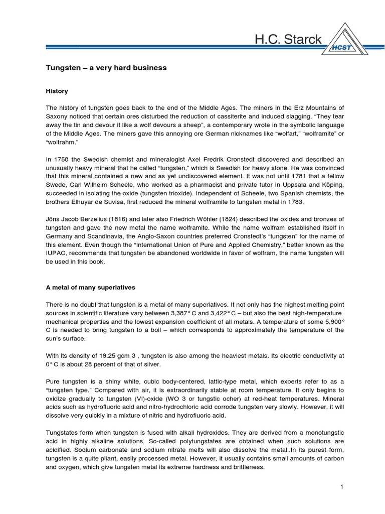 Tungsten Pdf Tungsten Materials