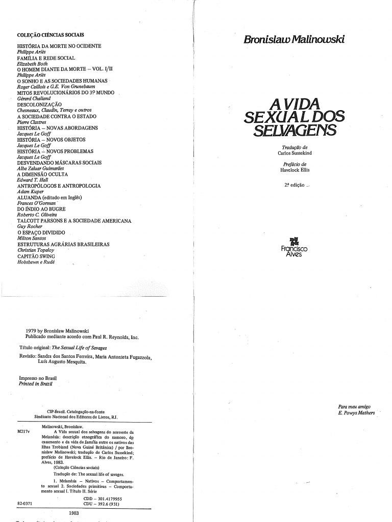 1 Malinowski - A Vida Sexual Dos Selvagens | PDF