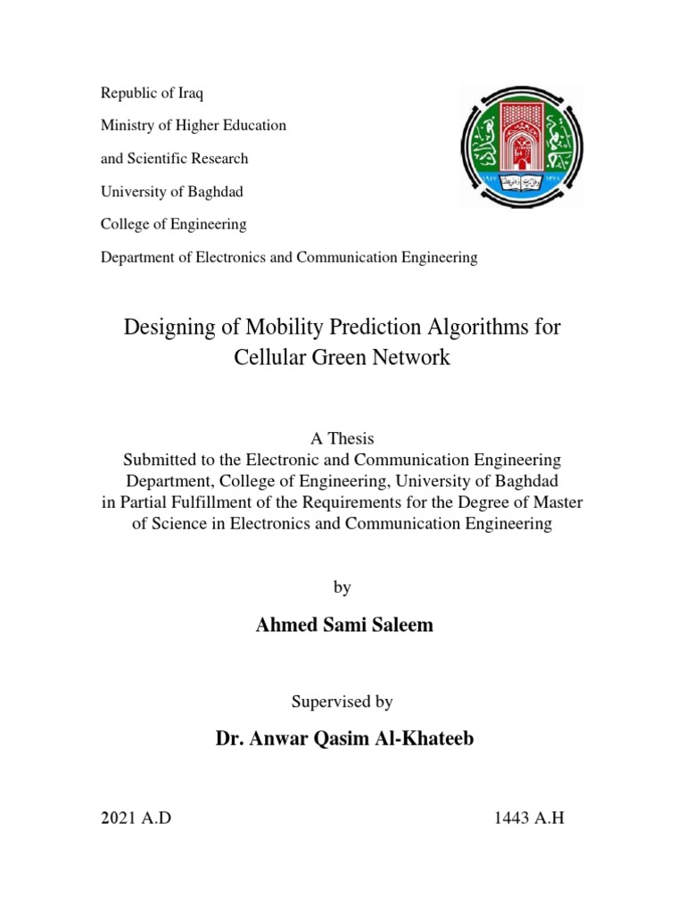 Designing Of Mobility Prediction Algorithms For Cellular Green Network Pdf Computer Network 
