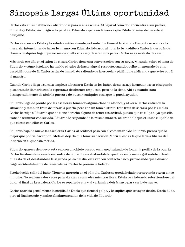 Sinopsis Larga | PDF