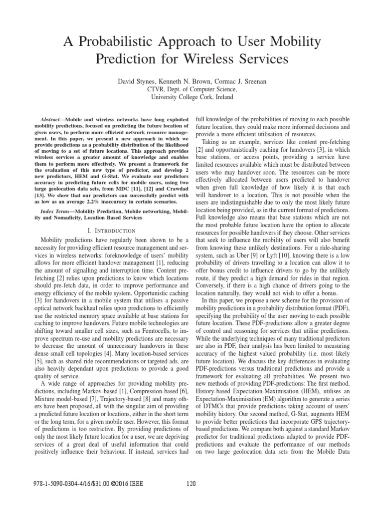 Mobility Prediction | PDF Mobility Prediction | PDF