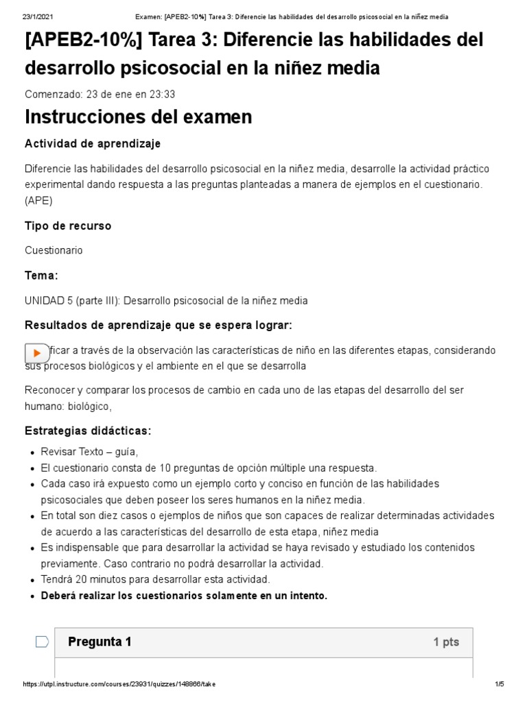 Tarea3 1 | PDF | Aprendizaje | Cuestionario