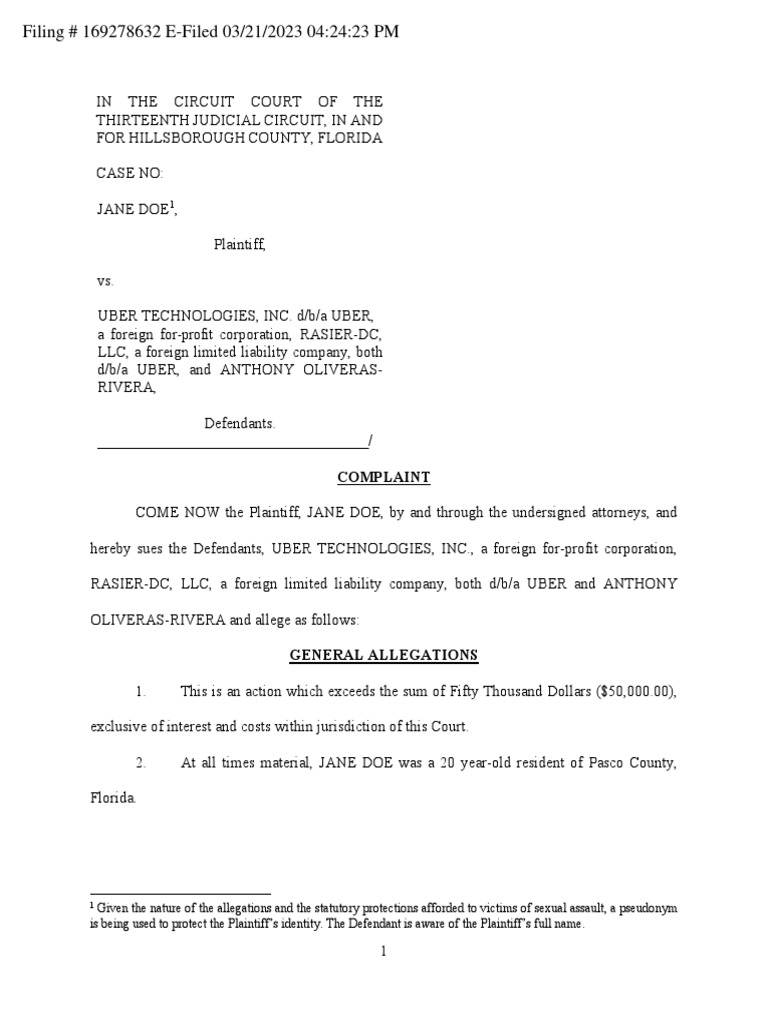 Jane Doe Complaint | Download Free PDF | Negligence | Damages