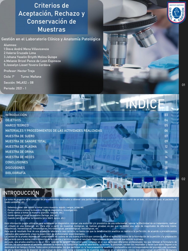Criterios De Aceptación Rechazo Y Conservación De Muestras Pdf