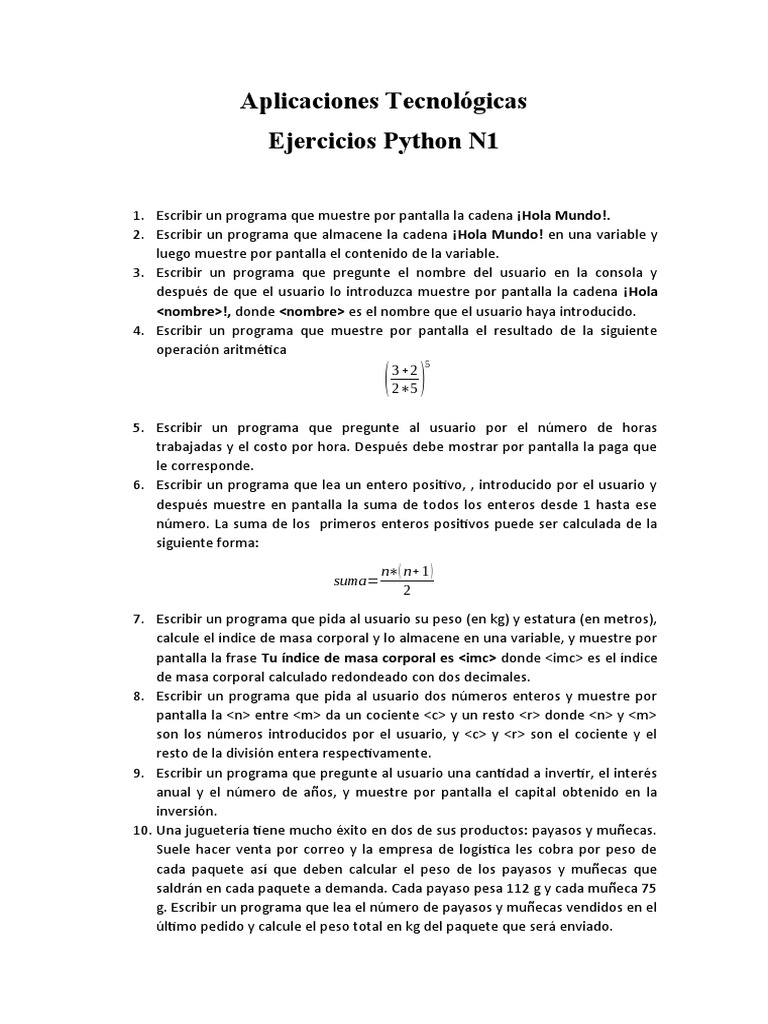 Ejercicios Python | PDF