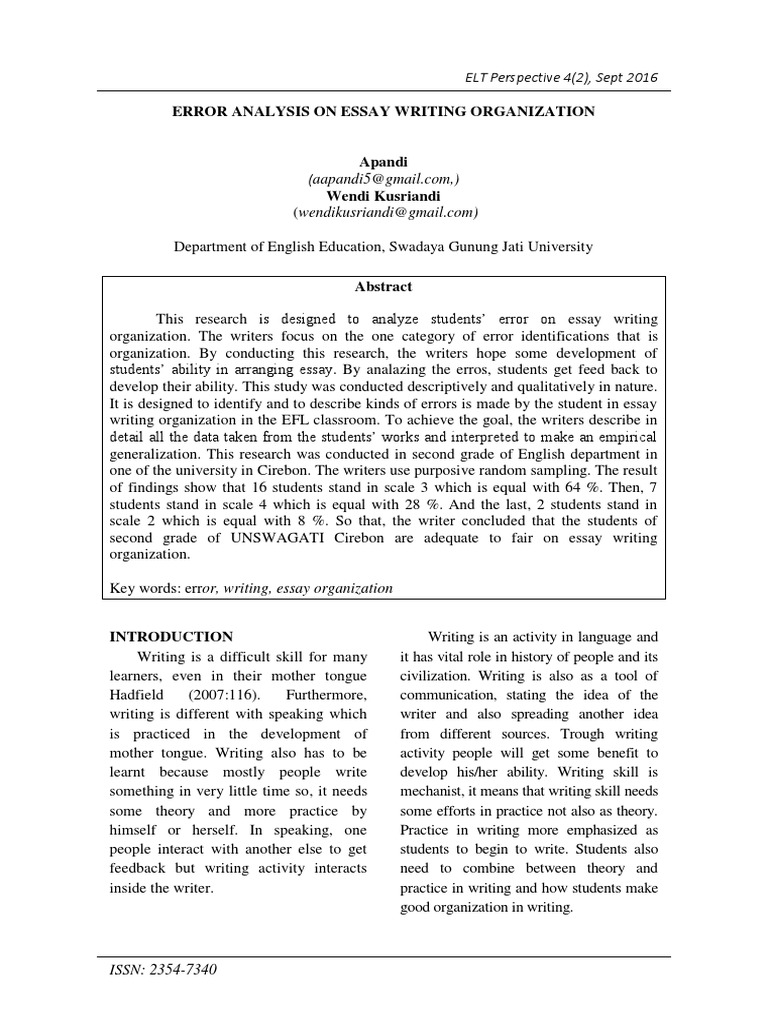 Error_Analysis_on_Essay_Writing_Organization | PDF | Essays | Sampling (Statistics)