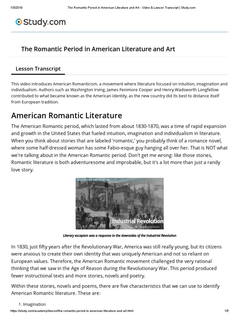 American Romanticism: Key Characteristics | PDF | Romanticism ...