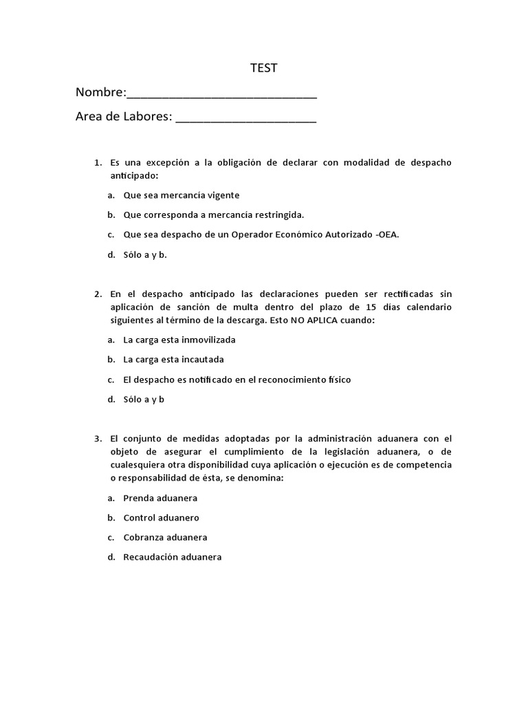 Banco de Preguntas Test Liquidadores Revisores Importacion | PDF ... Banco de Preguntas Test Liquidadores Revisores Importacion | PDF ...