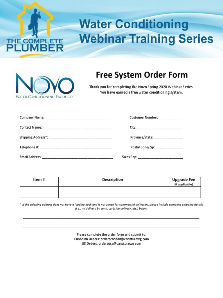 Novo Webinar - Single Order Form | PDF