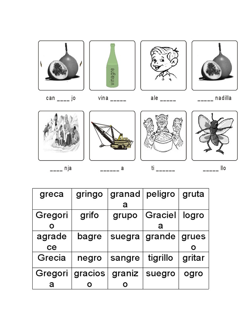 Separa Las Palabras Con Una Línea y Escribe La Oración CON GRA GRE GRI ...