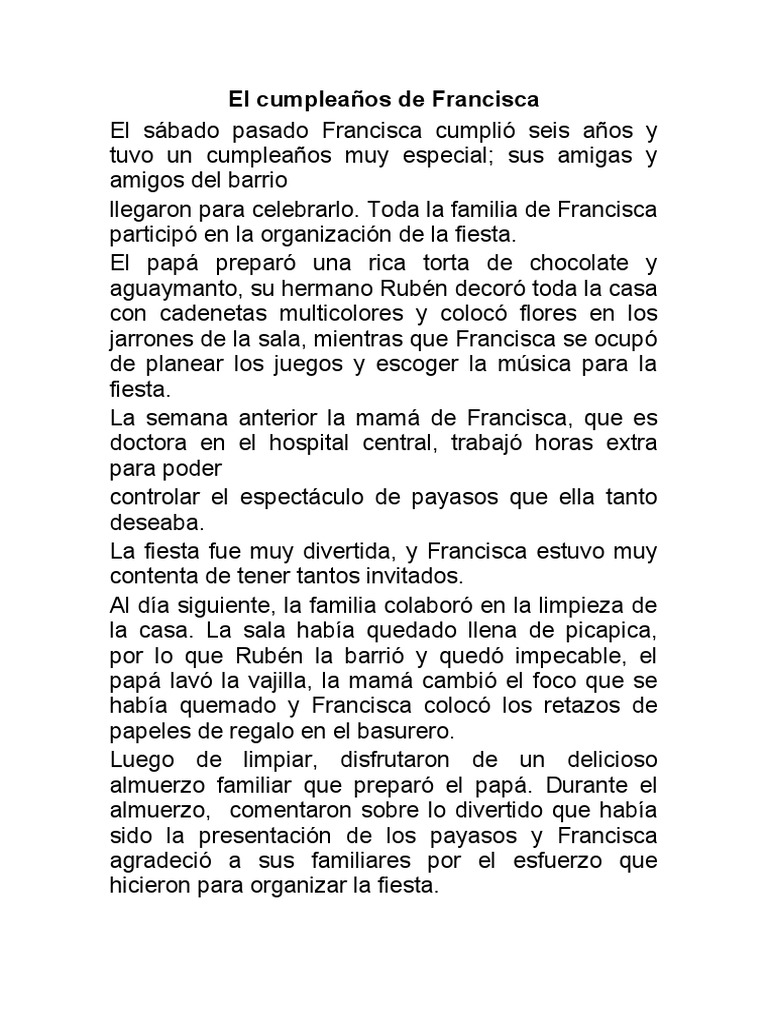 El Cumpleaños de Francisca | PDF