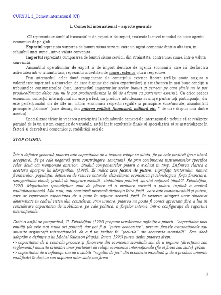 CI Zi C2 Comert International Aspecte Generale | PDF