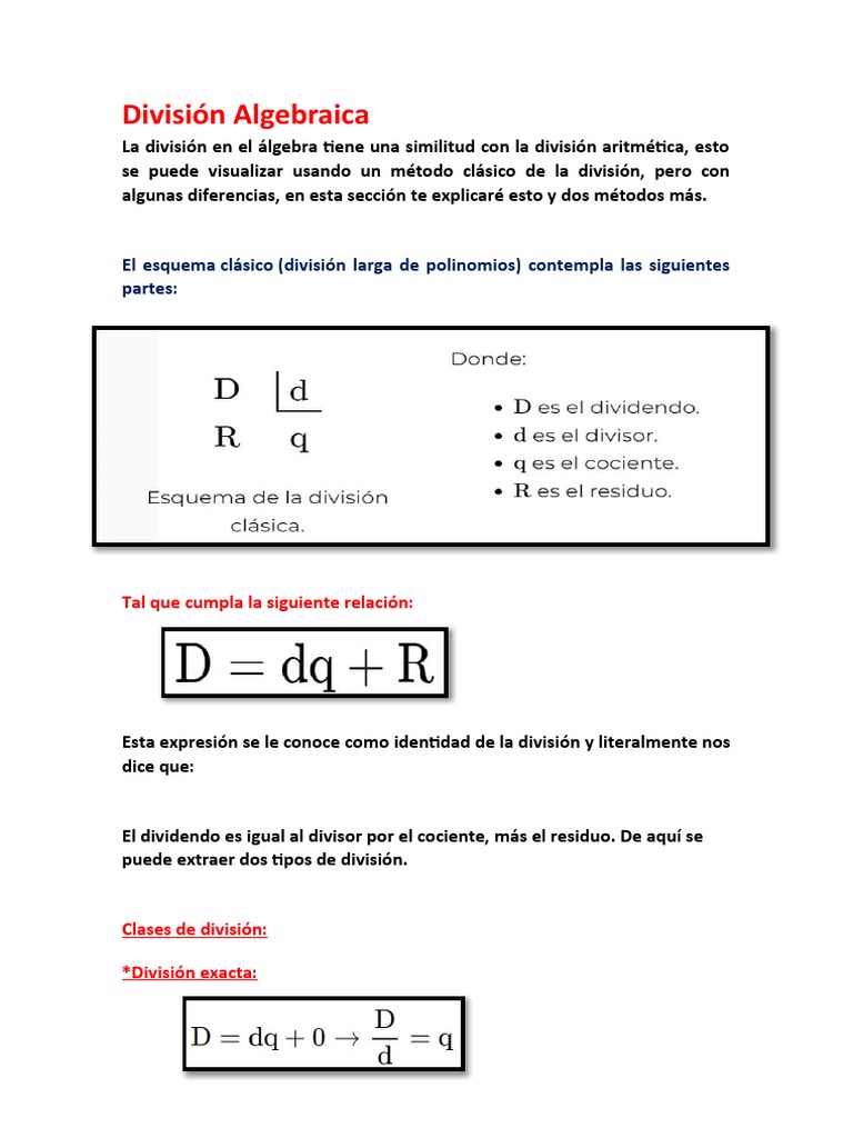 División Algebraica | PDF