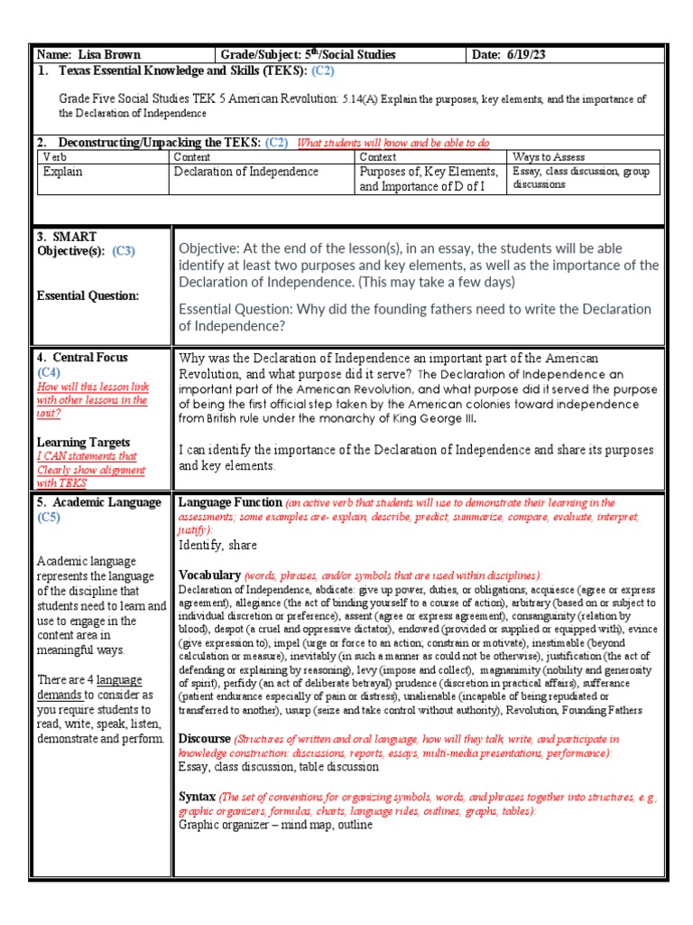 Edtpa Lesson Plan Guide LPG - 1 | PDF | United States Declaration Of ...