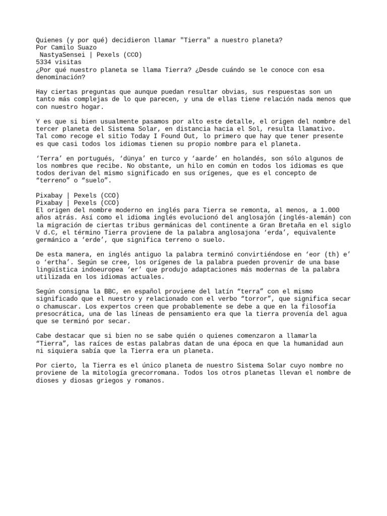 Porque Se Llama Tierra | PDF