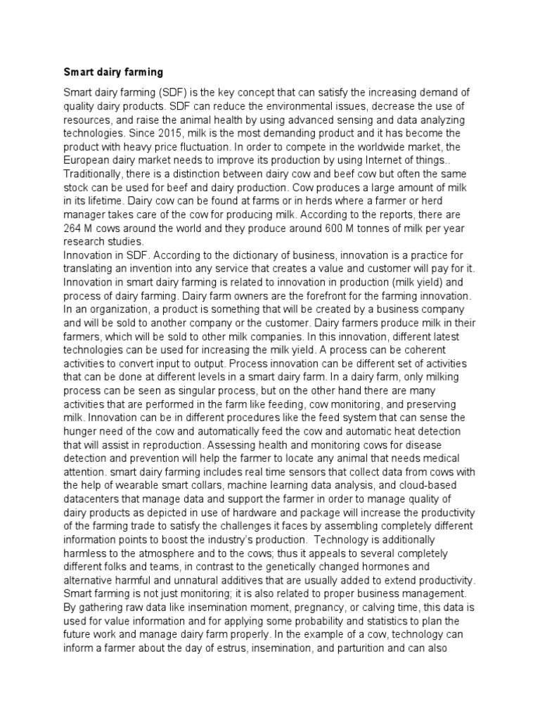 Smart Dairy Farming | PDF