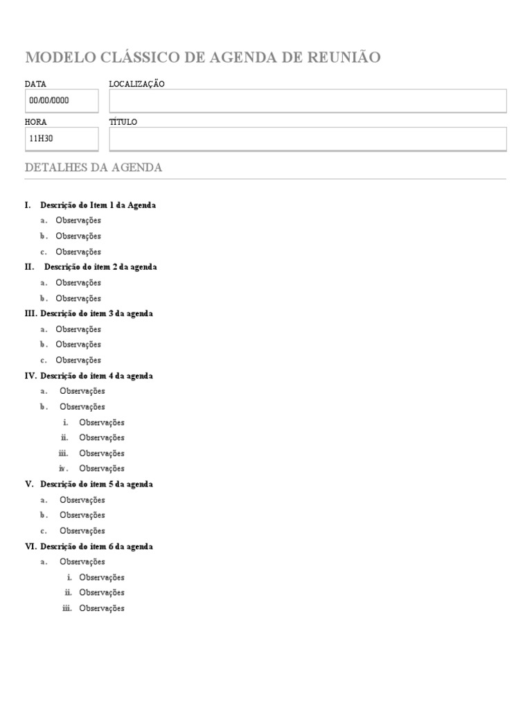 Pauta de Reunião | PDF