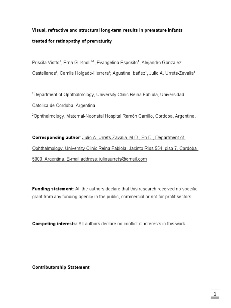 Long-Term Visual and Anatomic Results in Treated ROP-JUZ 11-10-22 | PDF | Visual Impairment ...
